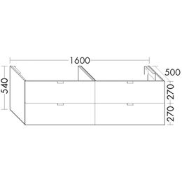 Burgbad Waschtischunterschrank rc40 System PG2 540x1600x500 Dunkelgrau Hochglanz, WWQX160F4012 WWQX160F4012