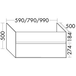 Burgbad Waschtischunterschrank zu Konsolenplatte rc40 Solitaire Matt 500x790x500 Anthrazit Matt, WXQ WXQO079F4513