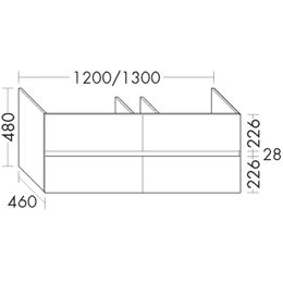 Burgbad Waschtischunterschrank zu Keramik Waschtisch rc40 550x1300x460 Maple Natural, WWKY130F4614 WWKY130F4614