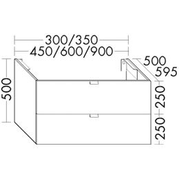 Burgbad Unterschrank rc40 System PG2 500x450x595 Eiche Schwarz, WWNT045F4106 WWNT045F4106