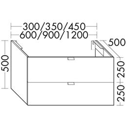 Burgbad Unterschrank rc40 System PG2 500x1200x500 Eiche Schwarz, WWMX120F4106 WWMX120F4106