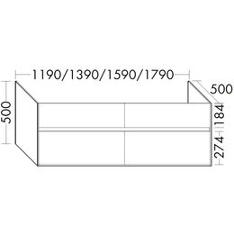 Burgbad Waschtischunterschrank zu Konsolenplatte rc40 500x1390x500 Bambus Natur, WXQQ139F4607 WXQQ139F4607