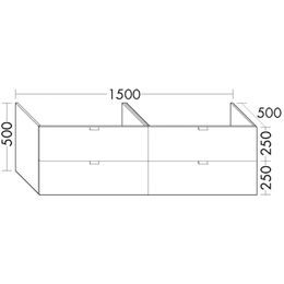 Burgbad Waschtischunterschrank rc40 System PG2 500x1500x500 Bambus Natur, WWSO150F4109 WWSO150F4109