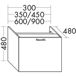 Burgbad Unterschrank Sys30 PG3 Diago 480x450x480 Marmor Dekor Naturgrau, WXQD045F5790 WXQD045F5790