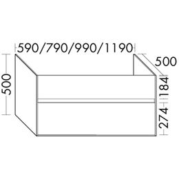 Burgbad Waschtischunterschrank zu Konsolenplatte rc40 Solitaire Matt 500x1190x500 Grau Matt, WXQO119 WXQO119F4510