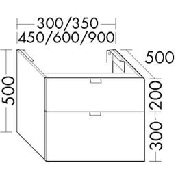 Burgbad Unterschrank rc40 System PG2 500x900x500 Eiche Schwarz, WWRX090F4106 WWRX090F4106