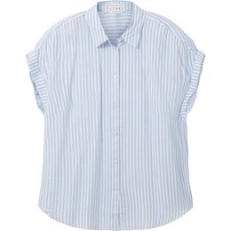 Tom Tailor plus Hemdbluse, Kurzarm, Streifen-Look, für Damen, blau, 54