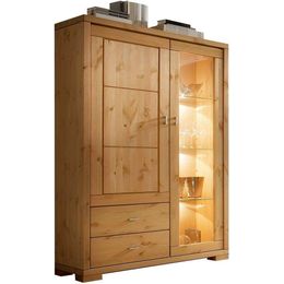 Wohn[glück]lich by Infantil Highboard Vita, Schrank, Vitrine, Breite 100 cm, Kiefer massiv, Landhausstil, beige