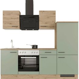 Flex-Well Küche Cara, mit und ohne E-Geräten erhältlich, Gesamtbreite 220 cm, grün