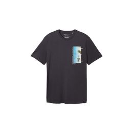 Tom Tailor Denim Herren T-Shirt mit Bio-Baumwolle, grau, Fotoprint, Gr. XL
