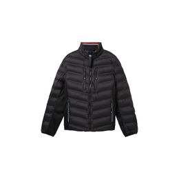 Tom Tailor Herren Hybrid Jacke mit abnehmbarer Kapuze, schwarz, Uni, Gr. XXXL