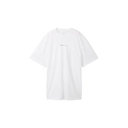 Tom Tailor Denim Herren T-Shirt mit Bio-Baumwolle, weiß, Uni, Gr. XL