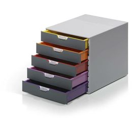 Durable - 760527 Schubladenbox A4 (Varicolor) 5 Fächer, mit Etiketten zur Beschriftung, mehrfarbig