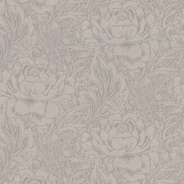 Nostalgische Tapete floral Vlies Mustertapete mit Blumen grau für Esszimmer und Schlafzimmer Landhaus Vliestapete mit Rosen im Vintage Stil - Brown,