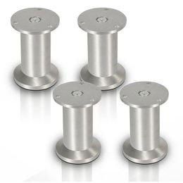 4er Set Möbelfüße Tischbeine Sockelfuß Tischfuß Möbel Aluminium.Höhe:120 mm Durchmesser: 40 mm Höhenverstellung: + 15 mm - Tolletour