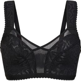 wäschepur Damen Entlastungs-BH ohne Bügel mit Mesh- und Spitzeneinsatz schwarz Größe 85B