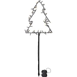 STAR TRADING Led Weihnachtsbaum Spiky von Christbaum aus Metall in Schwarz mit Beleuchtung warmweiß, für außen mit Erdspieß, Timer, Höhe: 90 cm, IP44 - Star