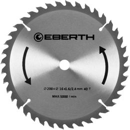 EBERTH Profi Kreissägeblätter Hartmetallsägeblatt Sägeblatt für Holzschnitte (40 Zähne, 200 mm Durchmesser, Bohrung 16 mm, Blattstärke 1,6 mm, Schnittbreite