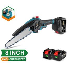 Onevan - 8 Zoll bürstenlose Akku-Öl-Elektro-Kettensäge wiederaufladbare Hand-Holzbearbeitungs-Schneidwerkzeugmaschine für Makita 18 V-Batterie