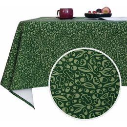 Deconovo Tischdecke Wasserabweisend Tischdecke Abwaschbar Tischdecken Lotuseffekt Tischtuch, 1 Stück, 132x229 cm(BreitexHöhe), Olive - Olive