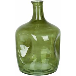 Beliani Blumenvase Olivgrün Glas 30 cm Groß mit Schmalem Hals Getönt Handgefertigt Flaschenform Deko Accessoires Wohnzimmer Schlafzimmer Flur Kamin - Grün