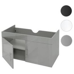 Mendler Waschbeckenunterschrank HWC-D16, Waschtischunterschrank Waschtisch Unterschrank Badm√∂bel, hochglanz 90cm ~ grau