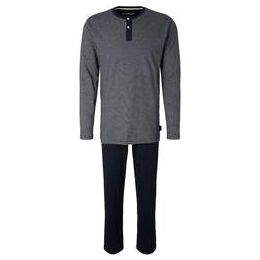 Tom Tailor Herren Pyjama mit gestreiftem Oberteil, blau, Streifenmuster, Gr. 48/S