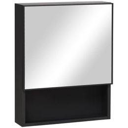 kleankin Spiegelschrank mit einer Tür und extra Fach schwarz (Farbe: schwarz)