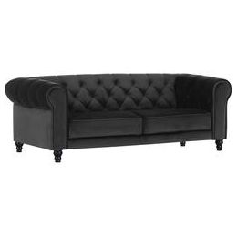 2,5-Sitzer GUTMANN FACTORY Sofas Gr. B/H/T: 195cm x 75cm x 90cm, Samtoptik, mit Holzfüßen, schwarz