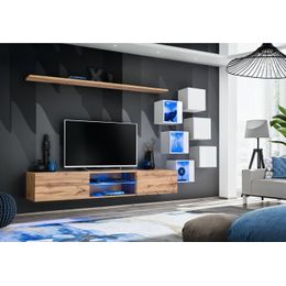 JVmoebel Wohnwand Luxus Wohnwand Holzmöbel Set TV Ständer Komplett Wandschrank