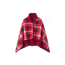 MAGICSHE Wohndecke Cape Damen Poncho mit Knöpfen Karierte Plaid