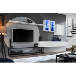 JVmoebel Wohnwand Weiß Wohnwand Designer Luxus Wohnzimmermöbel TV-Ständer Wandschrank