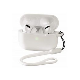 Hama Etui Silikon Skin Case Schutz-Hülle Weiß Headset (Trageband zur Sicherung Cover für Ladecase Apple AirPods Pro Kopfhörer)