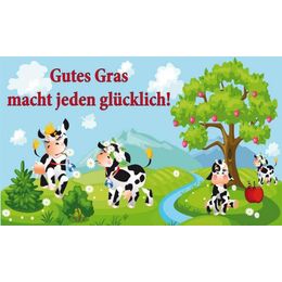 flaggenmeer Flagge Kühe - Gutes Gras macht jeden glücklich 80 g/m²