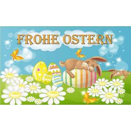 flaggenmeer Flagge Frohe Ostern Hase schläft auf Ei 80 g/m²