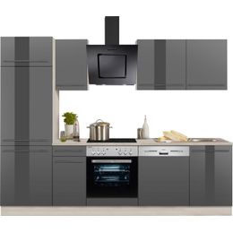 Optifit Küchenzeile Bern, Breite 270 cm, gedämpfte Türen, wahlweise mit E-Geräten, grau
