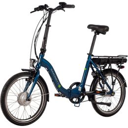 SAXONETTE E-Bike Compact Plus S, 3 Gang, Nabenschaltung, Frontmotor, 375 Wh Akku, (mit Akku-Ladegerät), blau