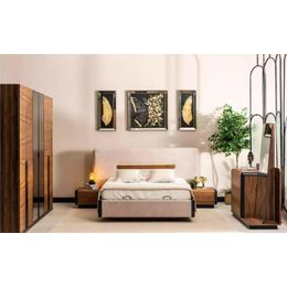 JVmoebel Schlafzimmer-Set Bett+2x Nachttische 5tlg. Schlafzimmer Set Designer Luxus Schlafzimmer