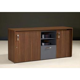 JVmoebel Eckschreibtisch Büroschrank Schreibtisch 2 in 1 Funktions Schrank Tisch Holz Braun Neu (1-St.