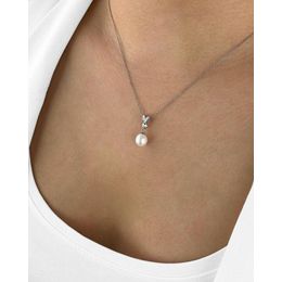 DANIEL CLIFFORD Perlenkette 'Veronica' Damen Halskette Silber 925 Anhänger Perle und Kristall (inkl. Verpackung)