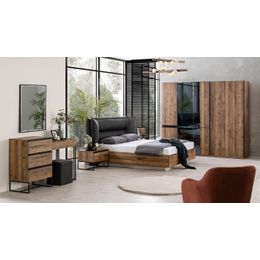 JVmoebel Schlafzimmer-Set Luxus Schlafzimmer Garnitur Doppelbett Bett Holz Set 7tlg Braun Modern