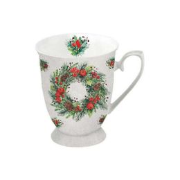 Ambiente Luxury Paper Products Becher Porzellan Weihnachten Tasse Kaffeebecher 'Wreath on Linen' 0