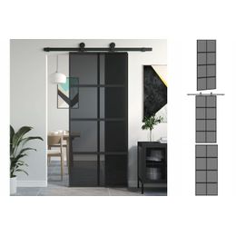 vidaXL Zimmertür Schiebetür Zimmertür Innentür Glas Schwarz 90x205 cm Hartglas und Alum