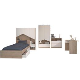 Parisot Komplettschlafzimmer Shelter 1 mit Bett mit 2 Schubkästen + Kleiderschrank & weitere Möbel