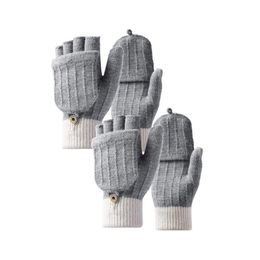 Opspring Strickhandschuhe 2 paar Winterhandschuhe Touchscreen Handschuhe Strick Fingerhandschuhe