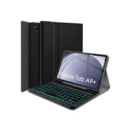 Sross QWERTZ für Samsung Galaxy Tab A9 Plus Tastatur Hülle 11 Zoll 2023 Tablet-Tastatur (Beleuchtete Bluetooth Galaxy Tastatur für Tab A9+ (SM-X210/216/218)