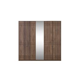 JVmoebel Kleiderschrank Schrank Kleiderschrank Schlafzimmerschrank Braun Holz Spiegel 5 Türen (Kleiderschrank) Made in Europe
