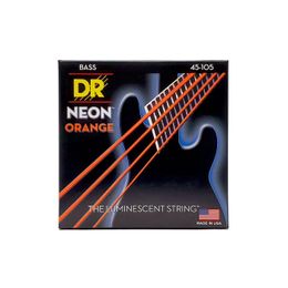 DR Saiten, NOB-45 Hi-Def Neon Orange K3 Coated Bass Guitar Strings Medium 45-10