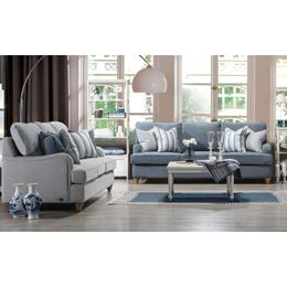 JVmoebel Wohnzimmer-Set Grau Sofa Dreisitzer 2x Luxus Möbel Modern Design Einrichtung