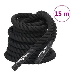 vidaXL Kampfseil Schwarz 15 m 11 kg Polyester Battle Rope